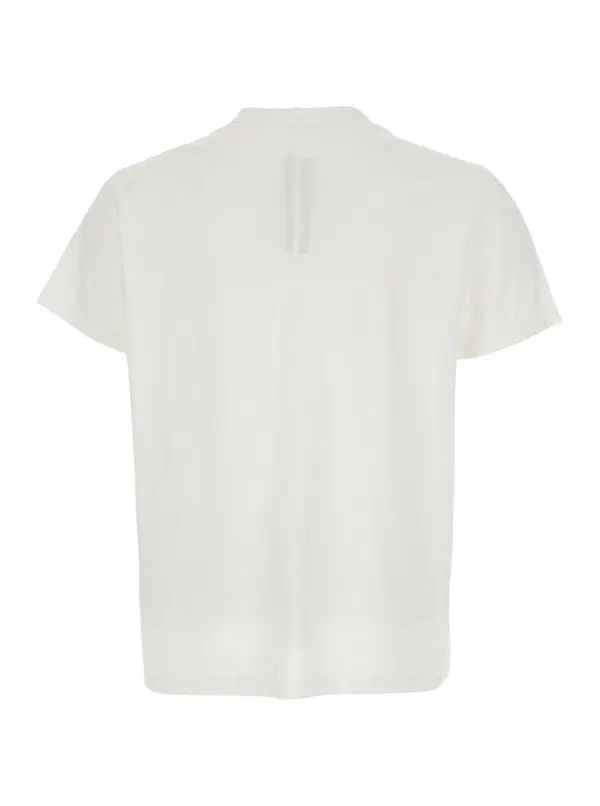 Rick Owens Crew Neck T-shirt With Tone On Tone Stitching In Cotton - White
