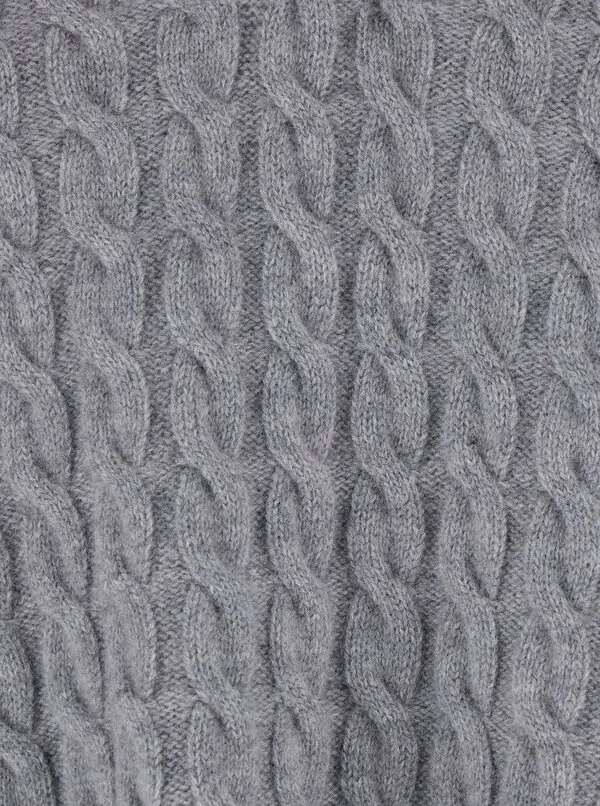 AMI Paris Grey Polo Shirt With Woven Design In Wool