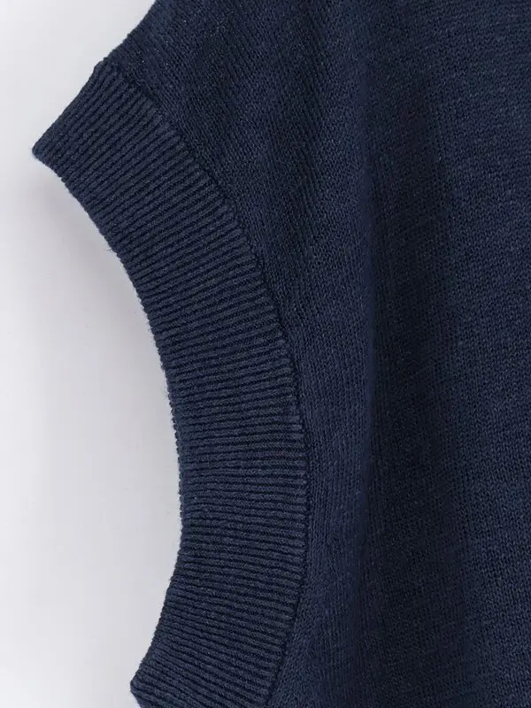 Max Mara Linen Sleeveless V-neck Vest