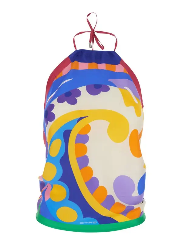 Etro Sleeveless Silk Top With All-over Paisley Motif - Multicolor