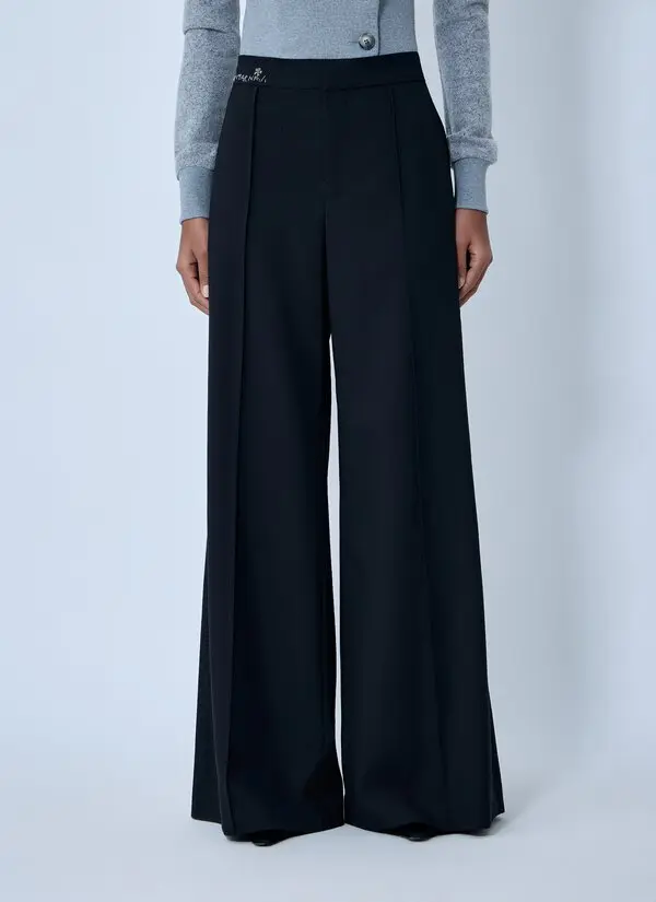 Marni High-waisted Wide-leg Wool Tailored Pants - Black