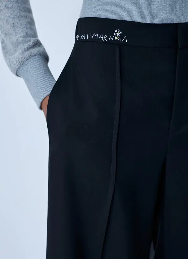 Marni High-waisted Wide-leg Wool Tailored Pants