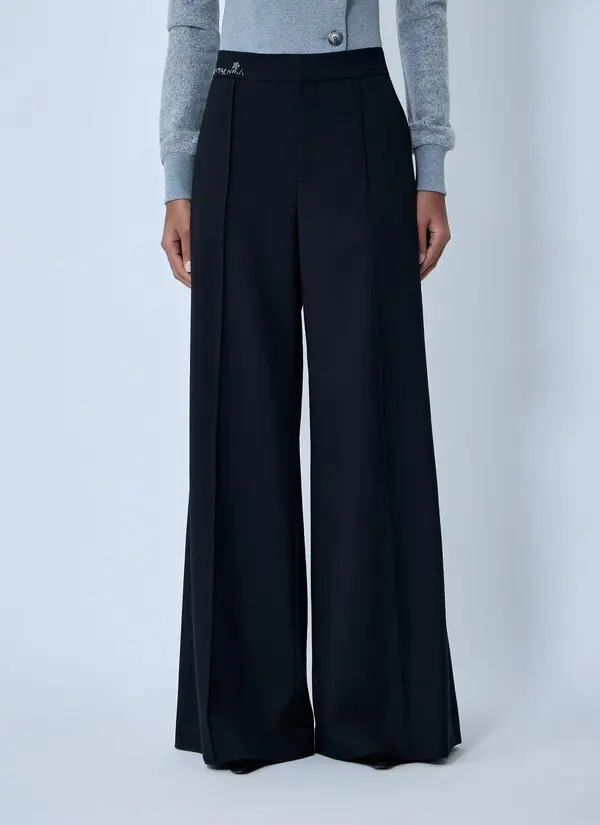 Marni High-waisted Wide-leg Wool Tailored Pants - Black