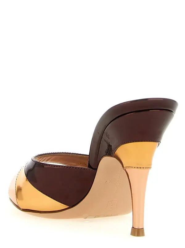 GIANVITO ROSSI Marea Metallic Leather Mules