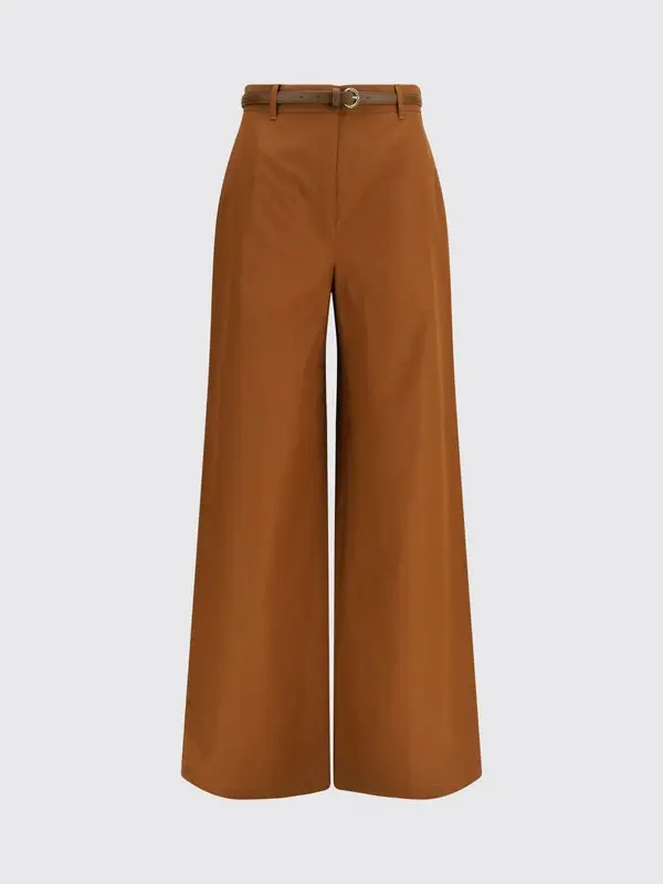 Max Mara Wide Leg Belted Cotton Pants - Multicolor