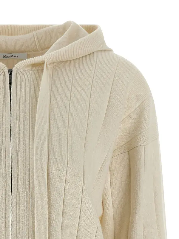 Max Mara Rubiera Zip-up Hooded Cardigan In Pure Cashmere