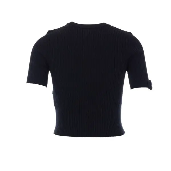 COURREGES Ribbed Crew Neck Short Sleeve T-shirt