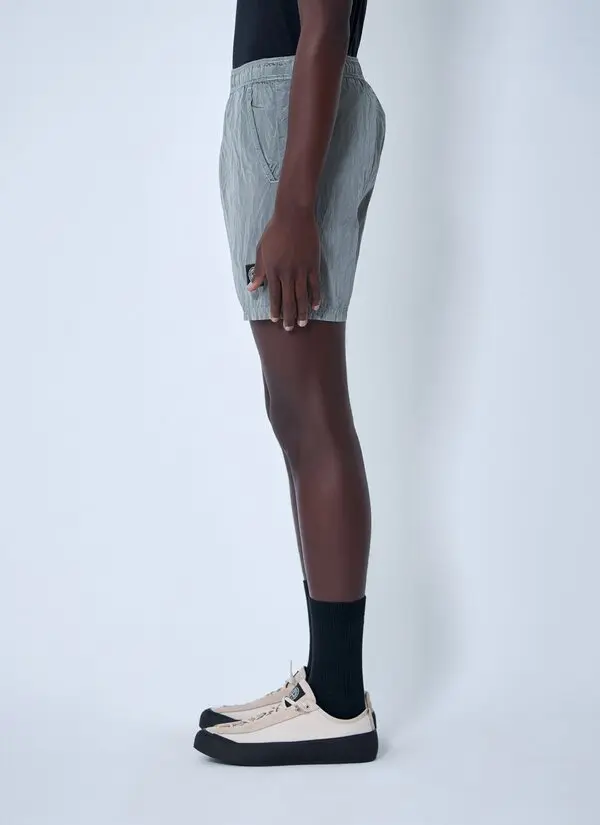 Stone Island Logo Patch Crinkled Nylon Shorts