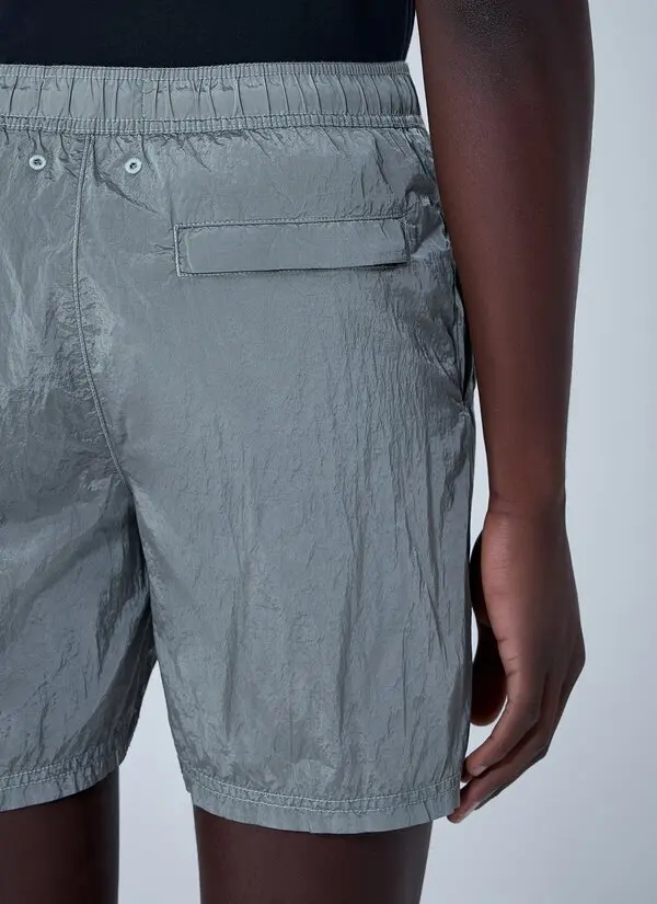 Stone Island Logo Patch Crinkled Nylon Shorts