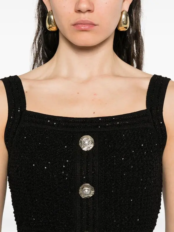Balmain Black Tweed Cropped Top