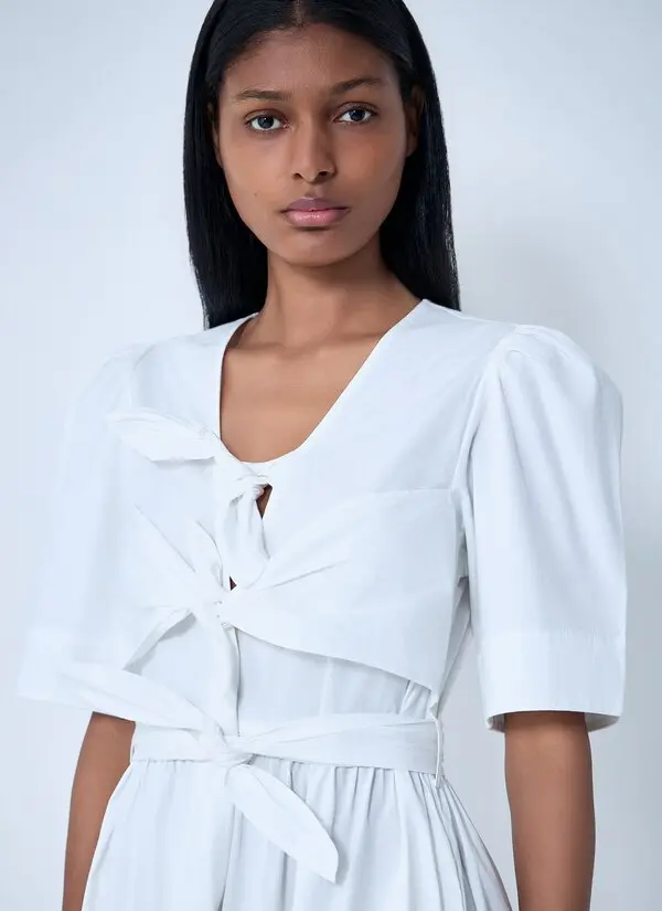 GANNI Tie-strap V-neck Dress