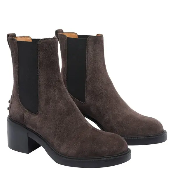 TOD'S Suede Block Heel Chelsea Boots