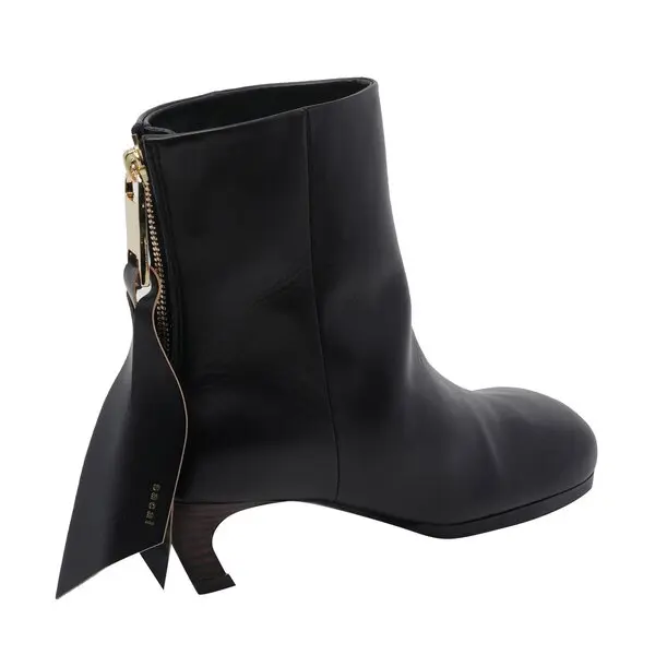 Sacai Leather High-top Ankle Boots With Zip Closure And Cuban Heel - Black