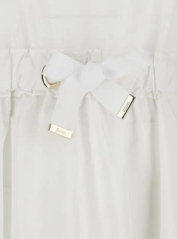 Herno Long Dress With Front Bow Detail In Tech Fabric - White