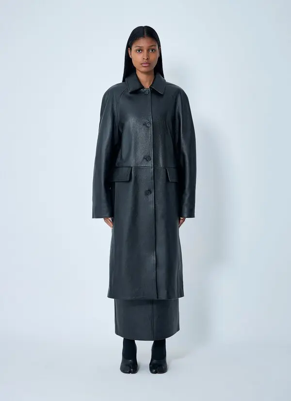 TOTEME Pebble-grain Leather Coat