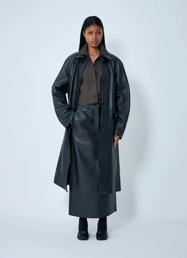 TOTEME Pebble-grain Leather Coat