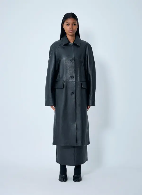 TOTEME Pebble-grain Leather Coat - Black