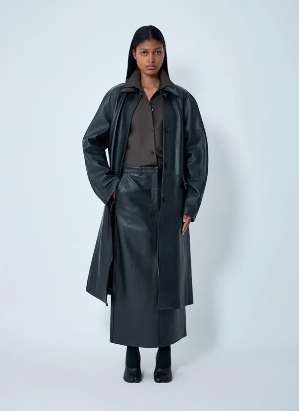 TOTEME Pebble-grain Leather Coat