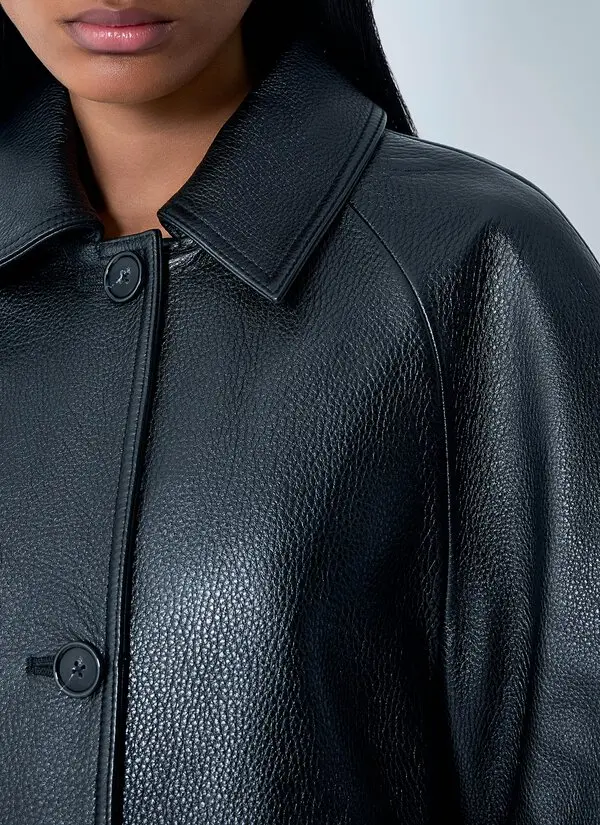 TOTEME Pebble-grain Leather Coat