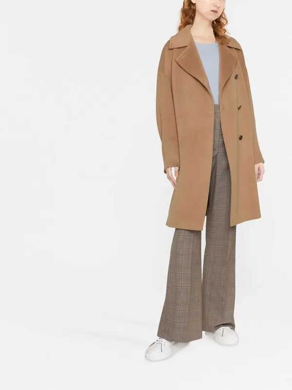 Max Mara Wool Belted Long Sleeve Coat - Multicolor