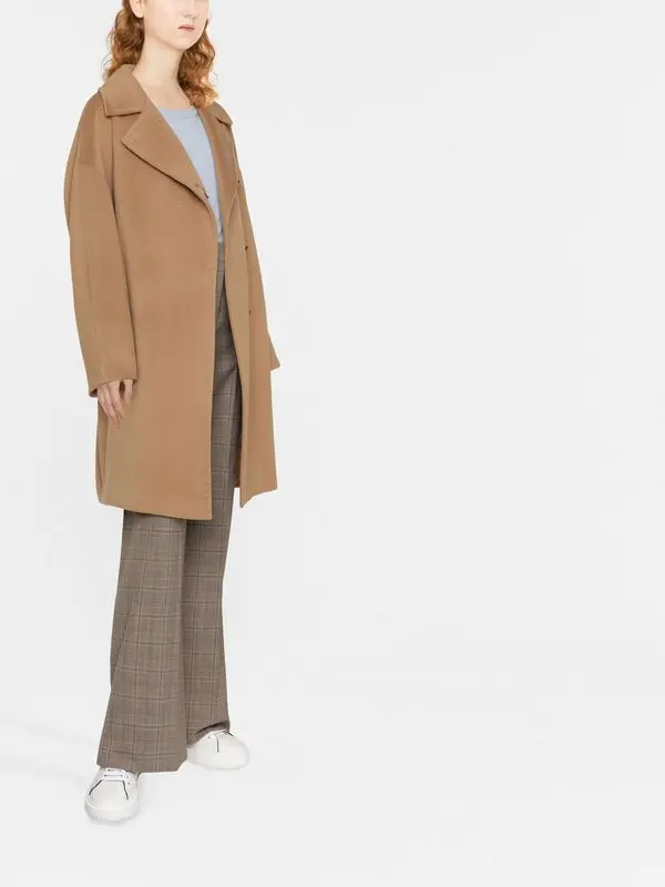 Max Mara Wool Belted Long Sleeve Coat - Multicolor