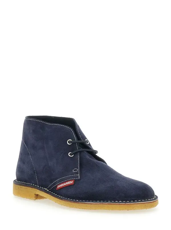 Dsquared2 Suede Lace-up Boots With Logo Patch