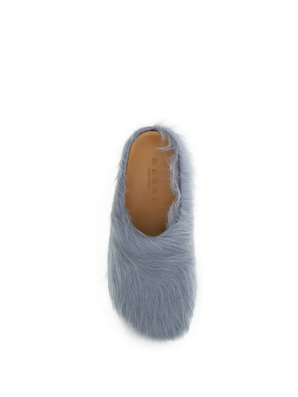 Marni Fussbett Mules With Fur Detail - Blue