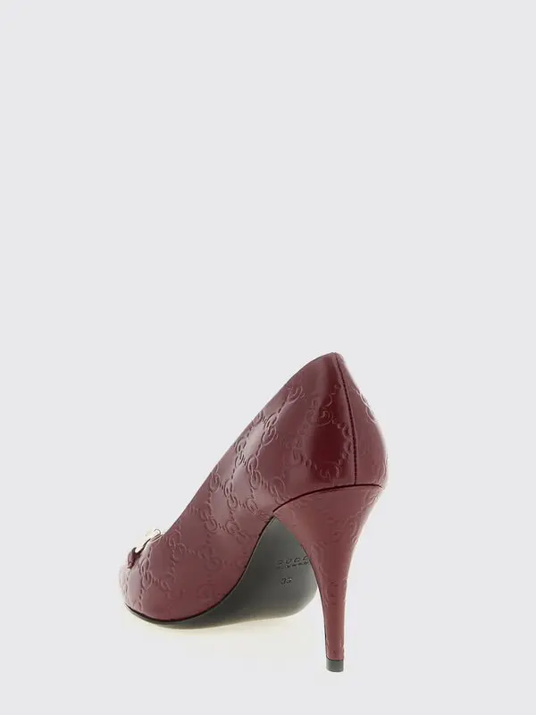 Gucci Burgundy Calfskin Pumps With Horsebit Detail