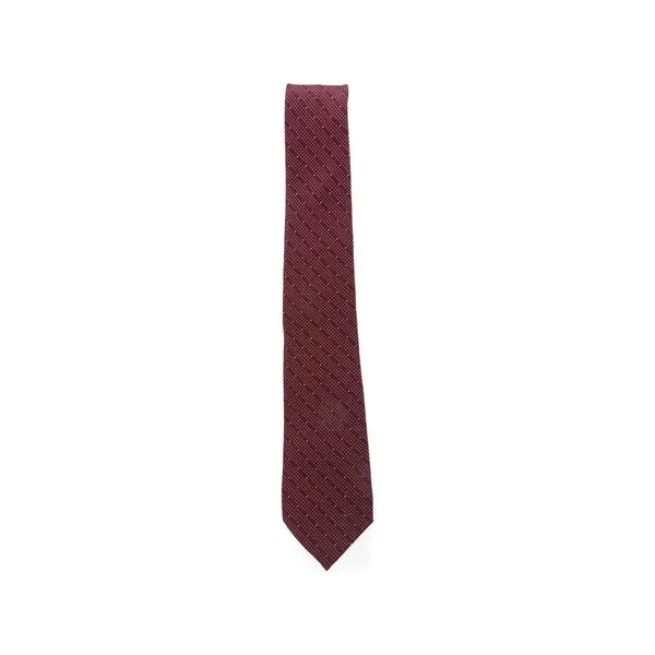 Saint Laurent Burgundy Silk Diagonal Stripe Neck Tie - Red