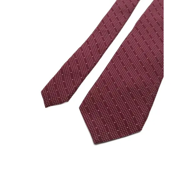 Saint Laurent Burgundy Silk Diagonal Stripe Neck Tie