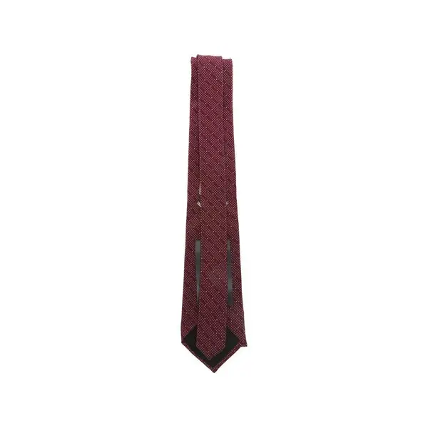 Saint Laurent Burgundy Silk Diagonal Stripe Neck Tie