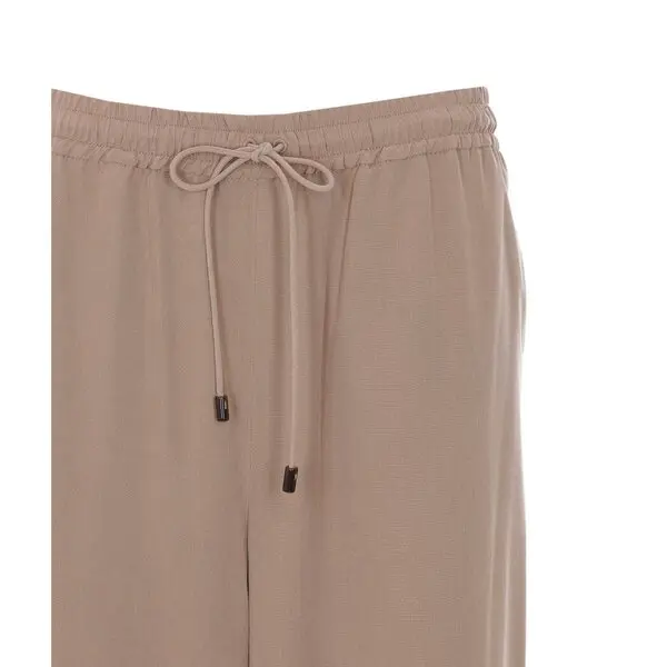 Max Mara Wide Leg Silk Trousers - Cream