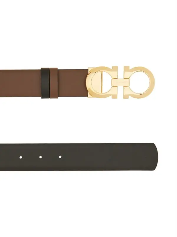 FERRAGAMO Reversible Gancini Belt - Brown