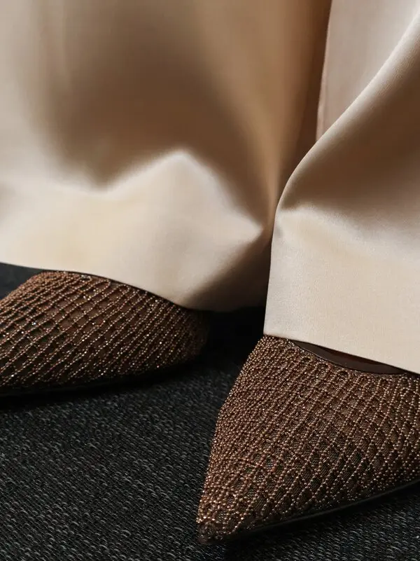 Brunello Cucinelli Leather And Monili Detail Pointed Toe Mules