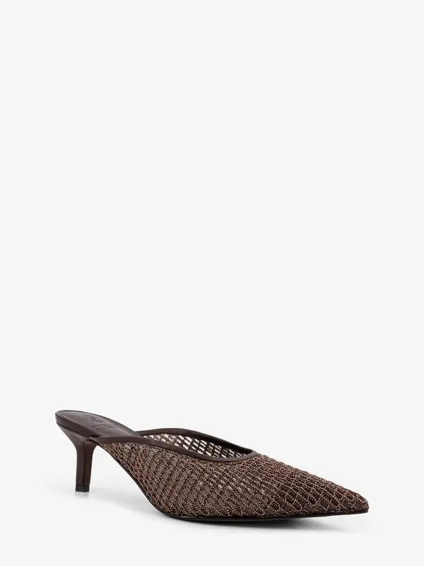 Brunello Cucinelli Leather And Monili Detail Pointed Toe Mules