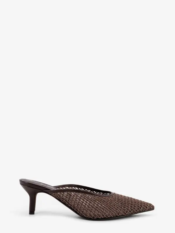 Brunello Cucinelli Leather And Monili Detail Pointed Toe Mules - Multicolor