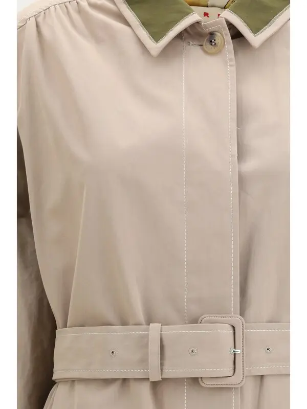 Marni Gabardine Trench Coat With Contrasting Details