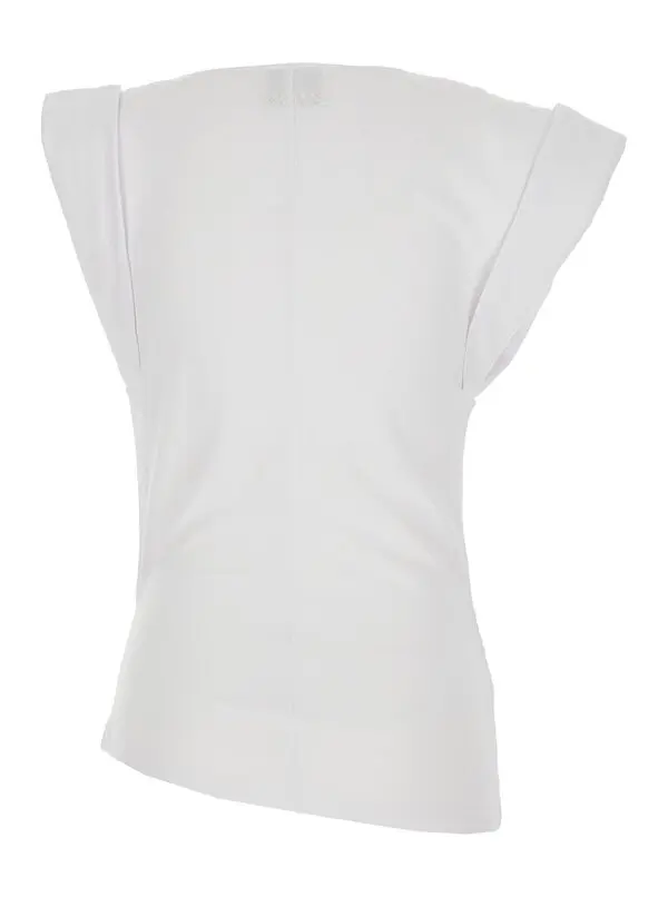 Isabel Marant Étoile Maisan" Asymmetrical Cotton T-shirt With Embroidered Logo - White