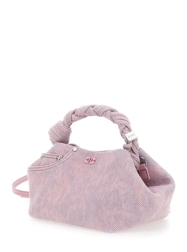 GANNI Pink Denim Mini Handbag With Woven Handle - Multicolor