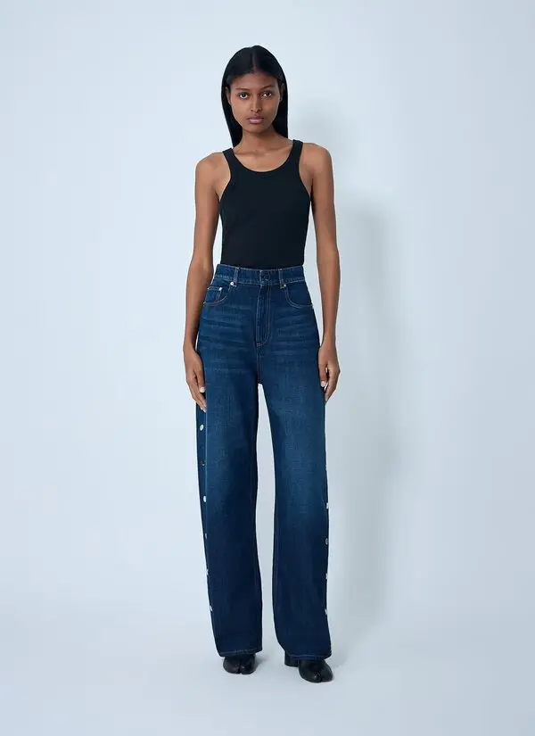 Sportmax Five-pocket Jeans With Button Detailed Side Seams