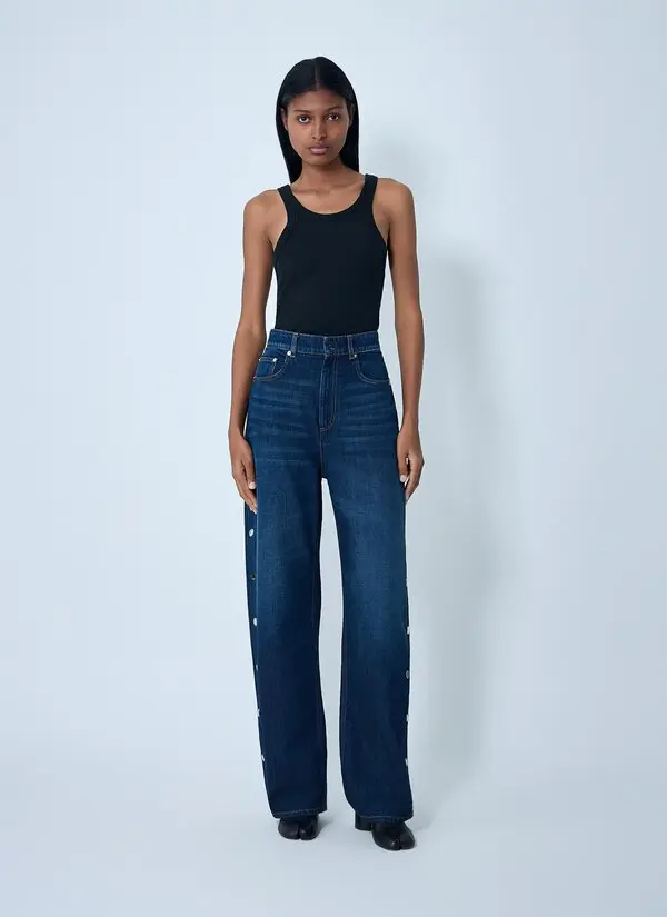 Sportmax Five-pocket Jeans With Button Detailed Side Seams - Blue