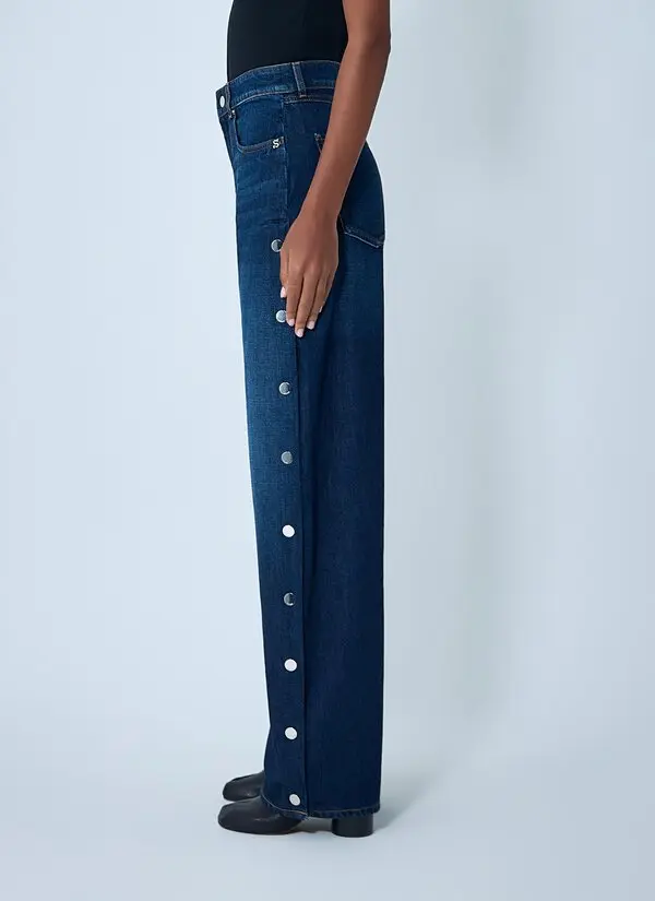 Sportmax Five-pocket Jeans With Button Detailed Side Seams - Blue