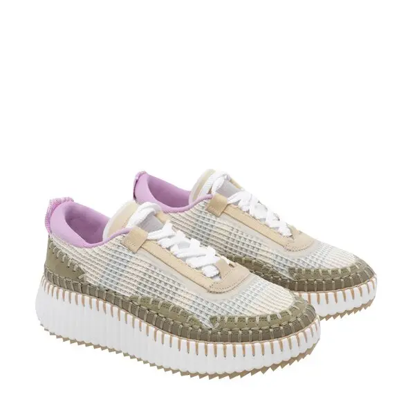 Chloé Nama" Sneakers With Decorative Stitching And Mesh Detail - Multicolor