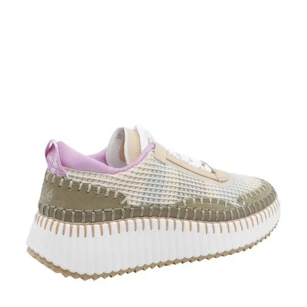 Chloé Nama" Sneakers With Decorative Stitching And Mesh Detail - Multicolor