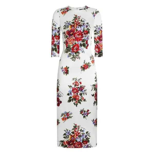 Dolce & Gabbana Floral Print Midi Dress - Cream