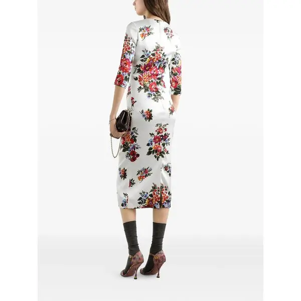 Dolce & Gabbana Floral Print Midi Dress - Cream