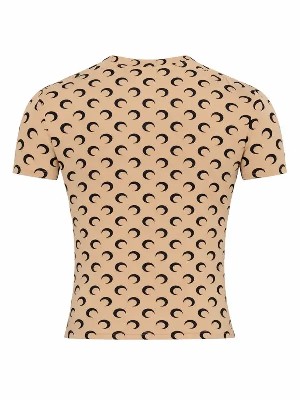 MARINE SERRE Slim Fit Moon Print T-shirt - Cream