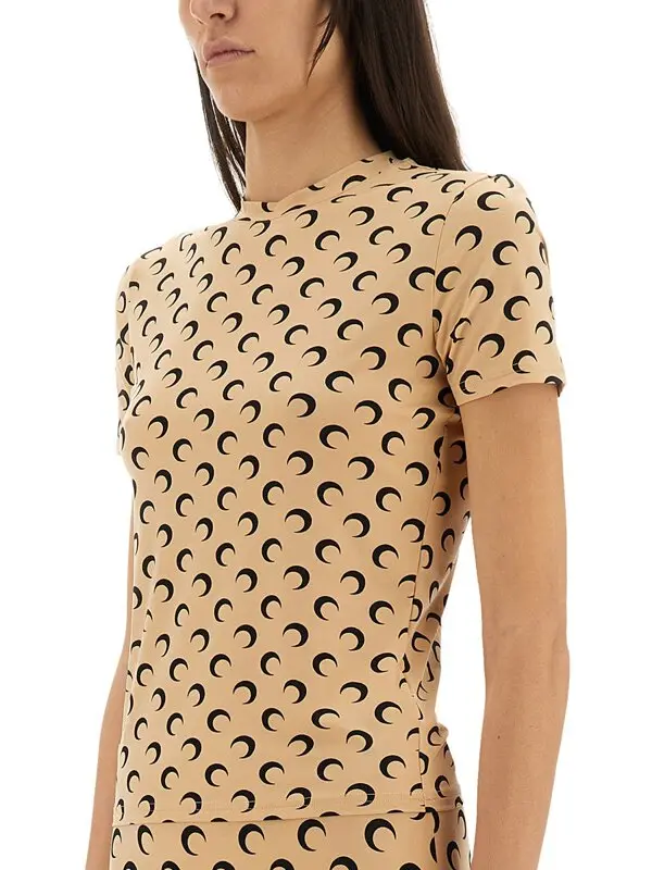 MARINE SERRE Slim Fit Moon Print T-shirt - Cream