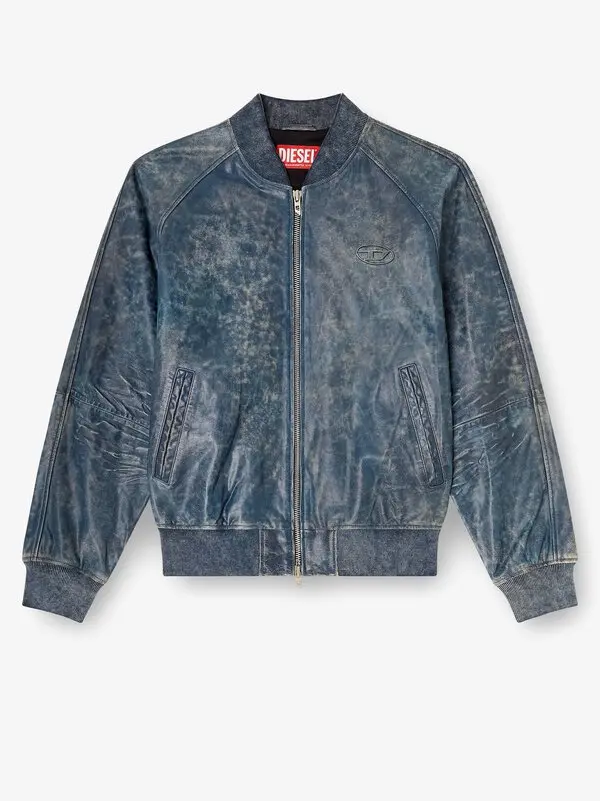 DIESEL® L-cobb Leather Bomber Jacket - Multicolor