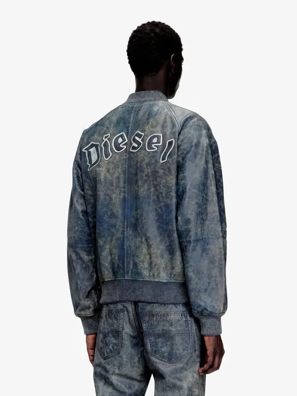 DIESEL® L-cobb Leather Bomber Jacket - Multicolor